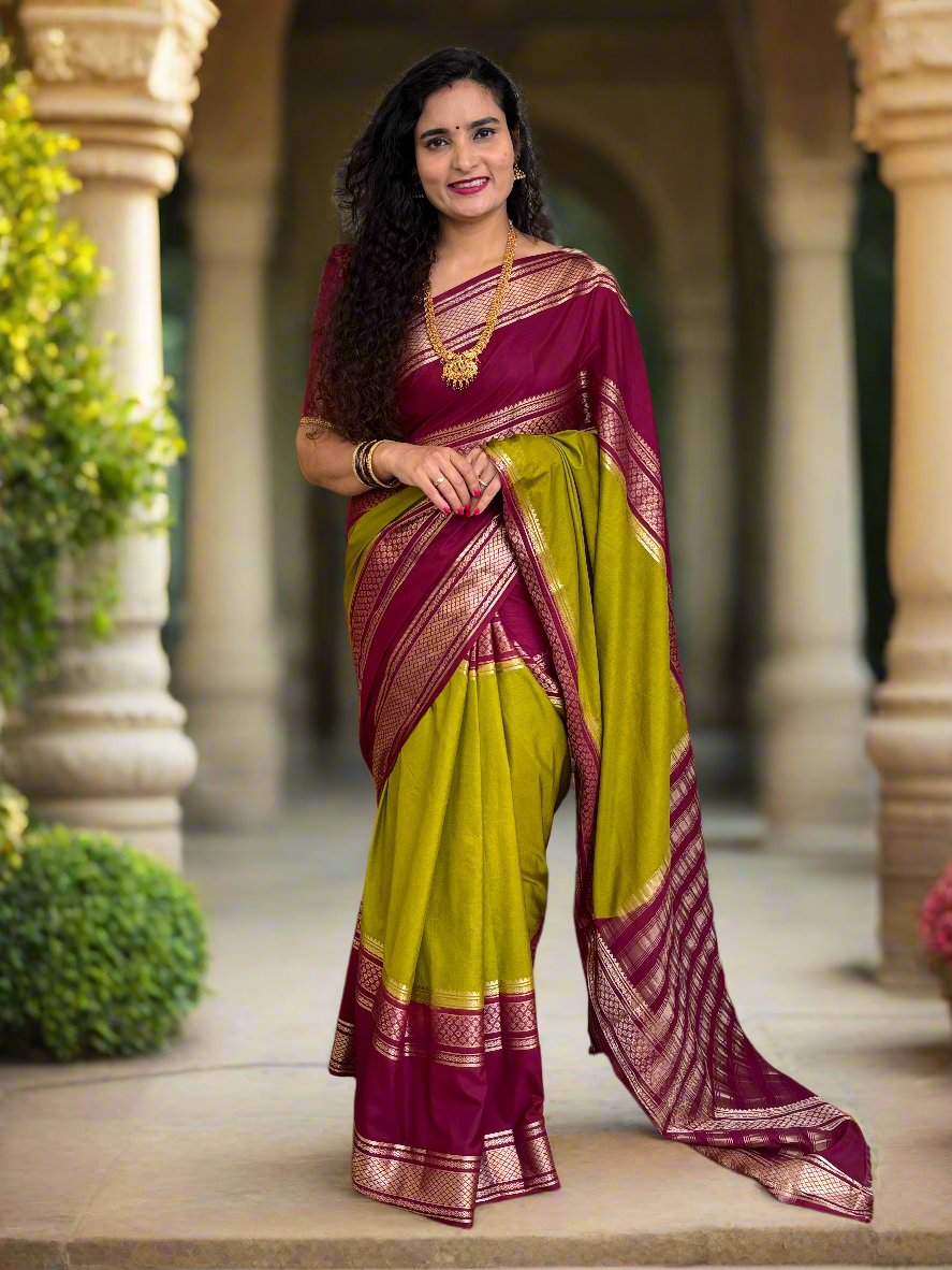 Semi Mysore Crepe (2D Big Bentex Border) – Hema Style Studio