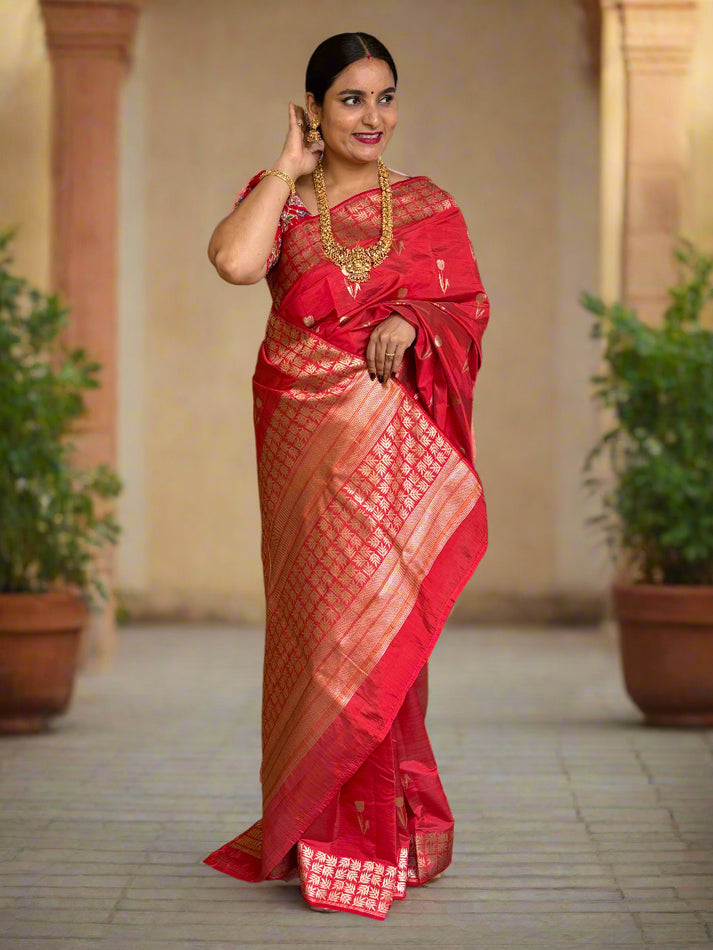 Semi Tussar (Premium, Tulips Motifs) – Hema Style Studio