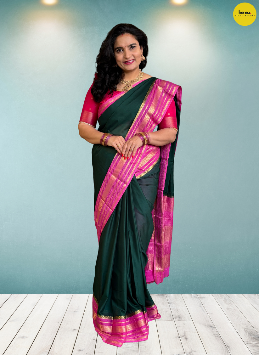 Semi Mysore Crepe (Floral Sequence Border) – Hema Style Studio